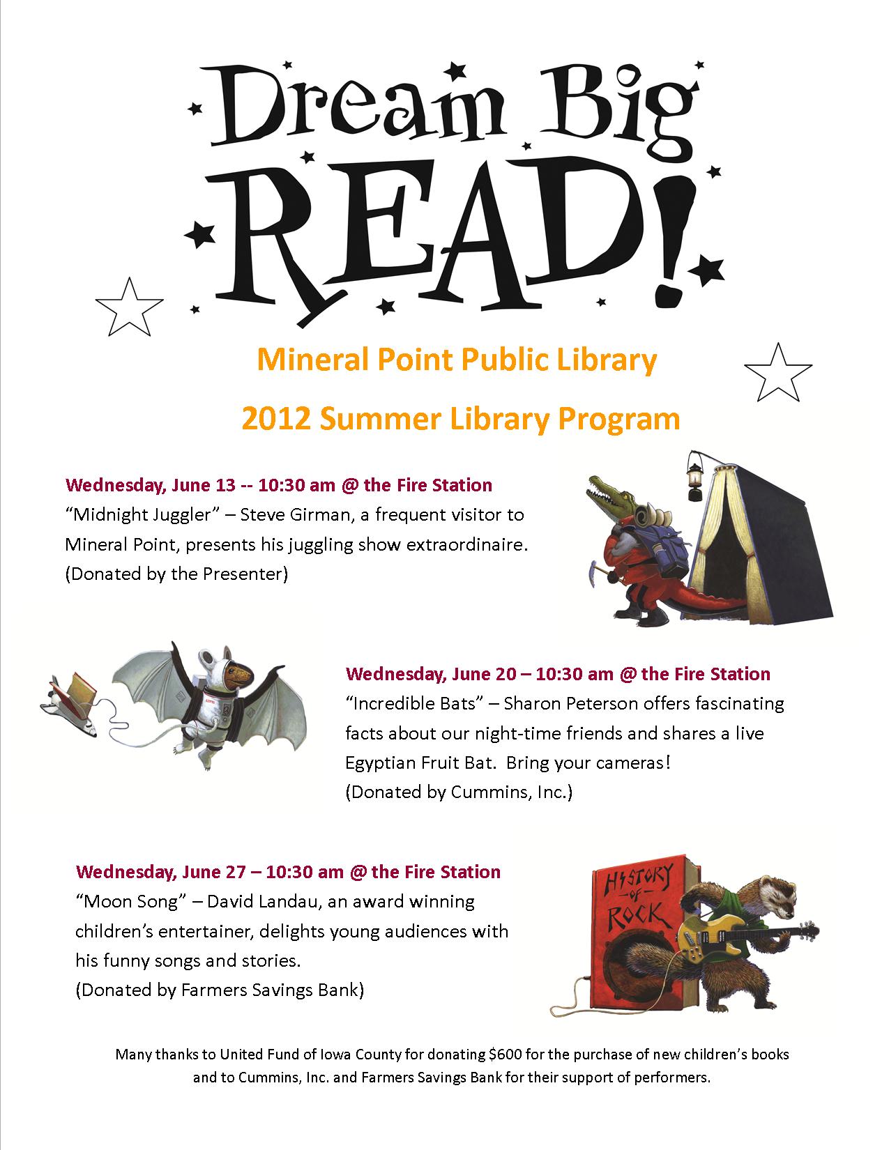 Summer Library Program 2012 brochure – Mineral Point Public Library