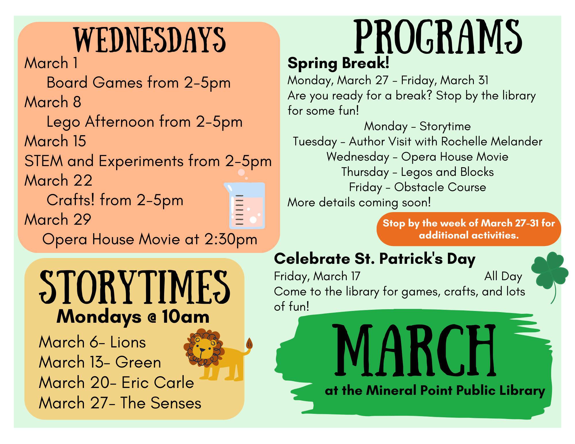 March Youth Events – Mineral Point Public Library