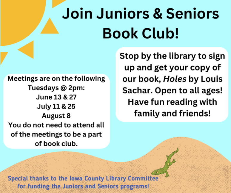 Juniors & Seniors Book Club – Mineral Point Public Library