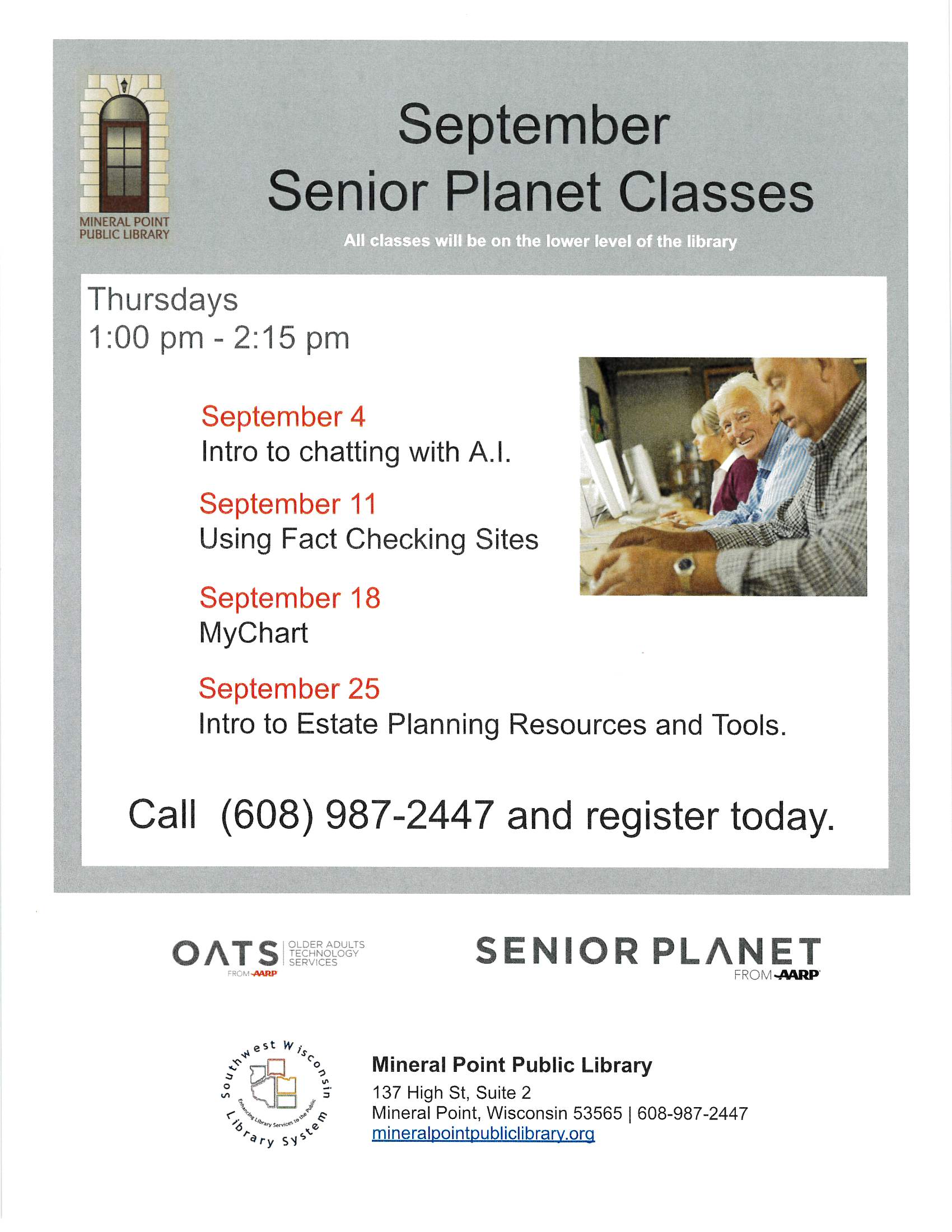 September 2025 Senior Planet Classes – Mineral Point Public Library