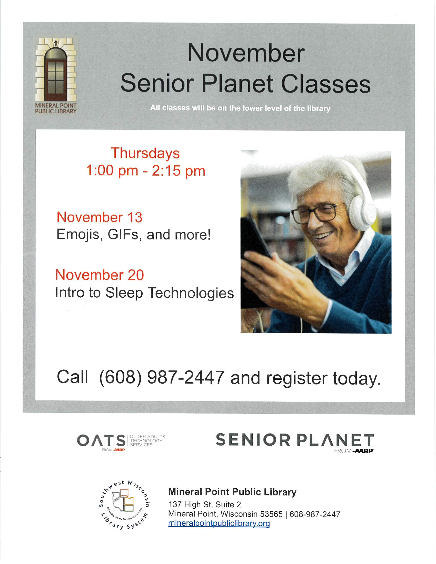 November Senior Planet Classes – Mineral Point Public Library