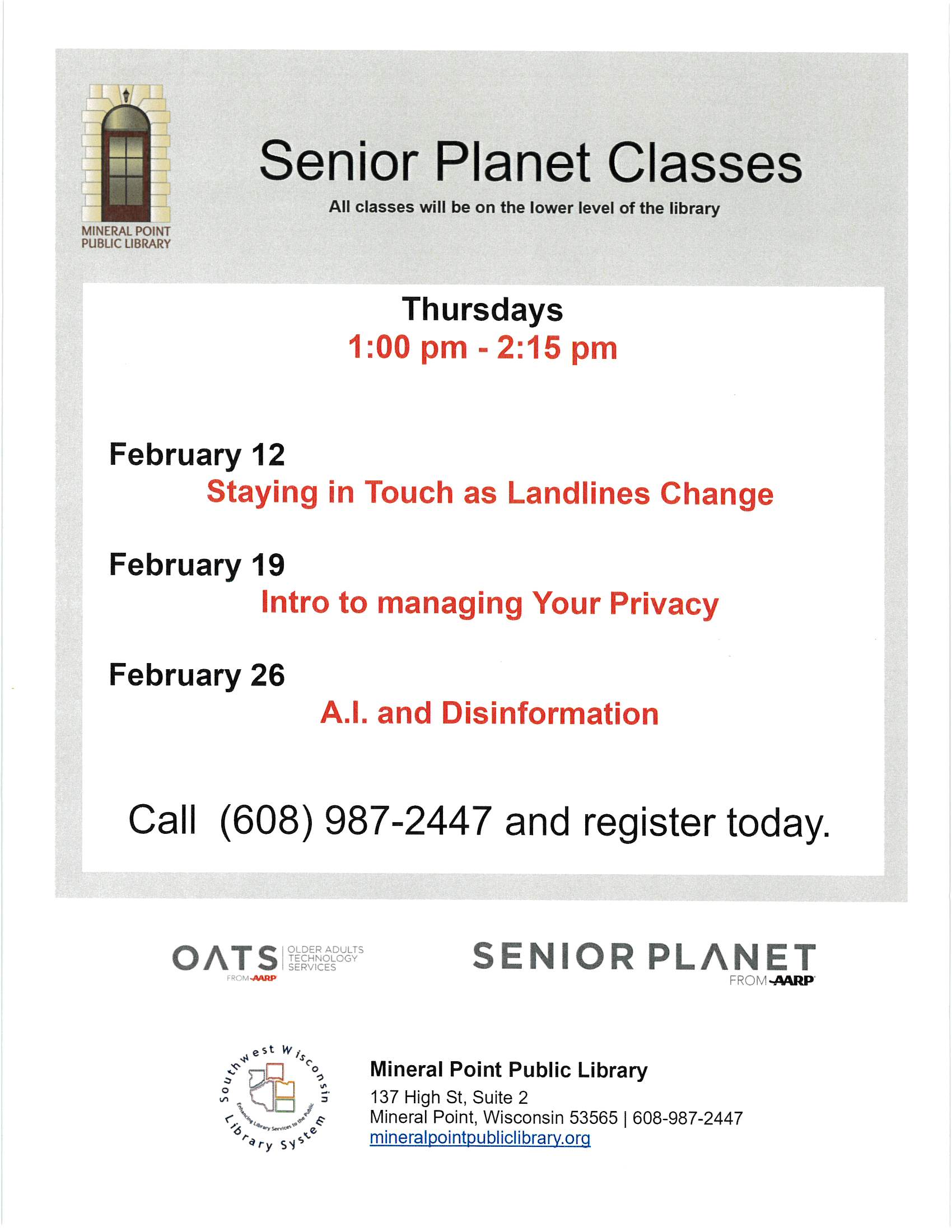 Senior Planet Classes – Mineral Point Public Library